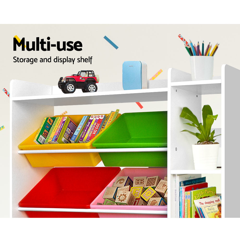NNEDSZ 8 Bins Kids Toy Box Storage Organiser Rack Bookshelf Drawer Cab ...
