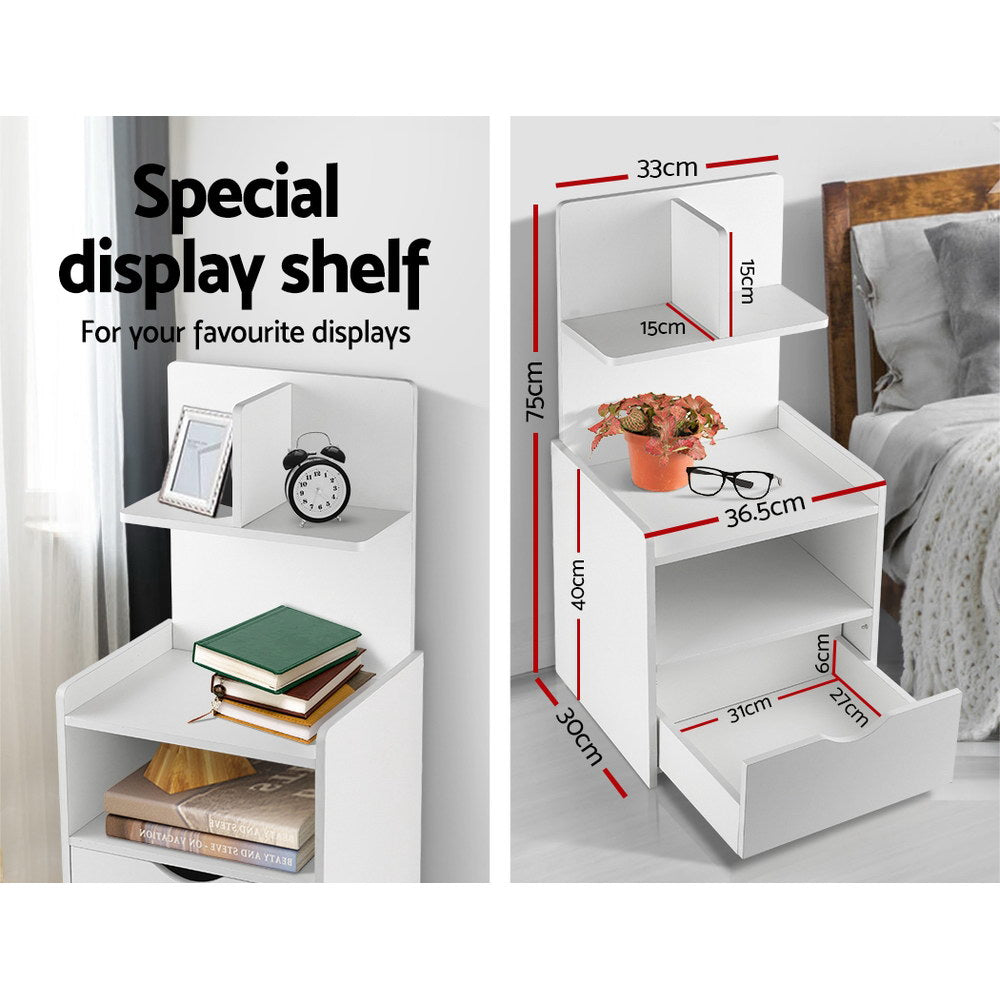 NNEDSZ Bedside Table Cabinet Shelf Display Drawer Side Nightstand Unit ...