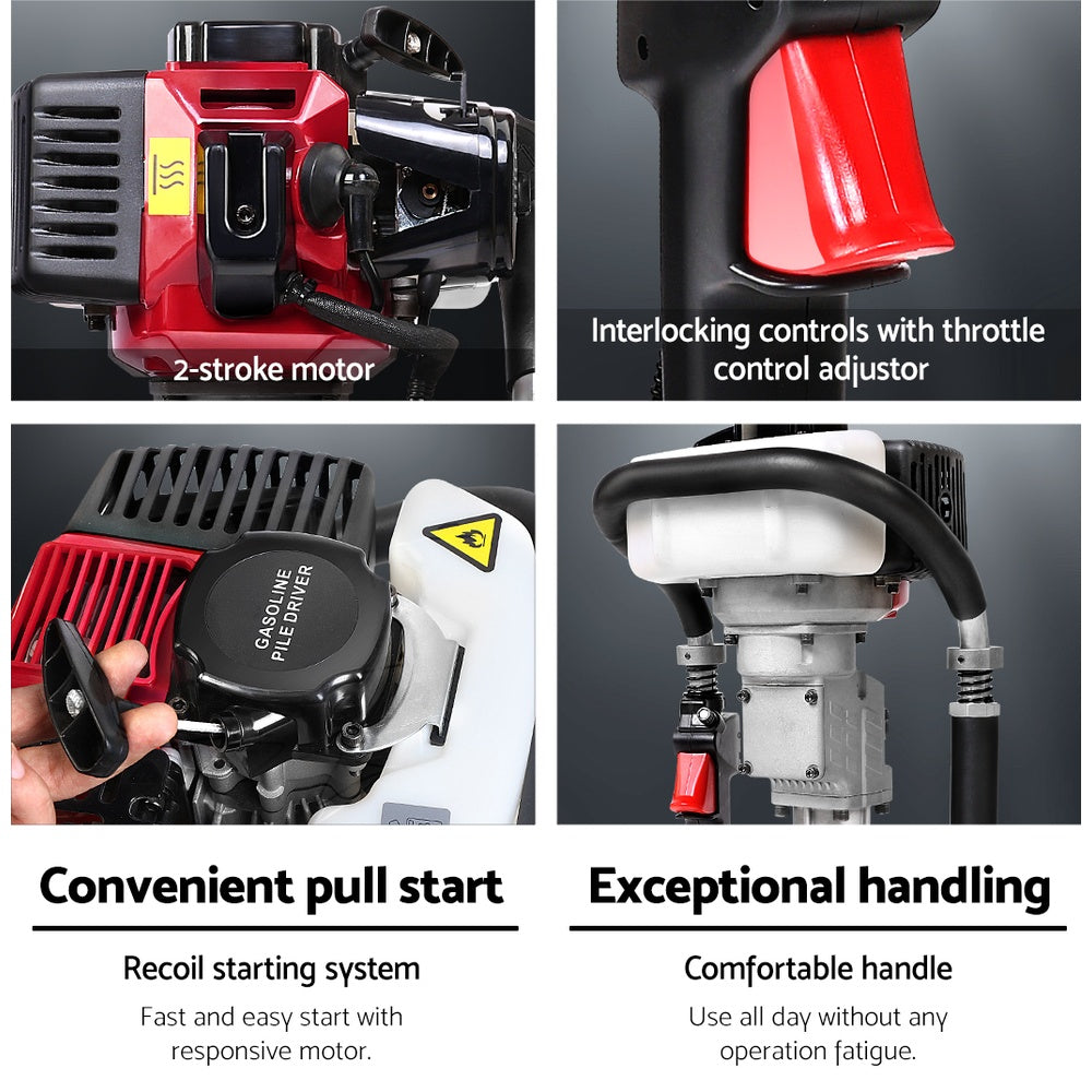 NNEDSZ 55CC Petrol Post Pile Hole Driver 2-Stroke Power Picket Rammer ...