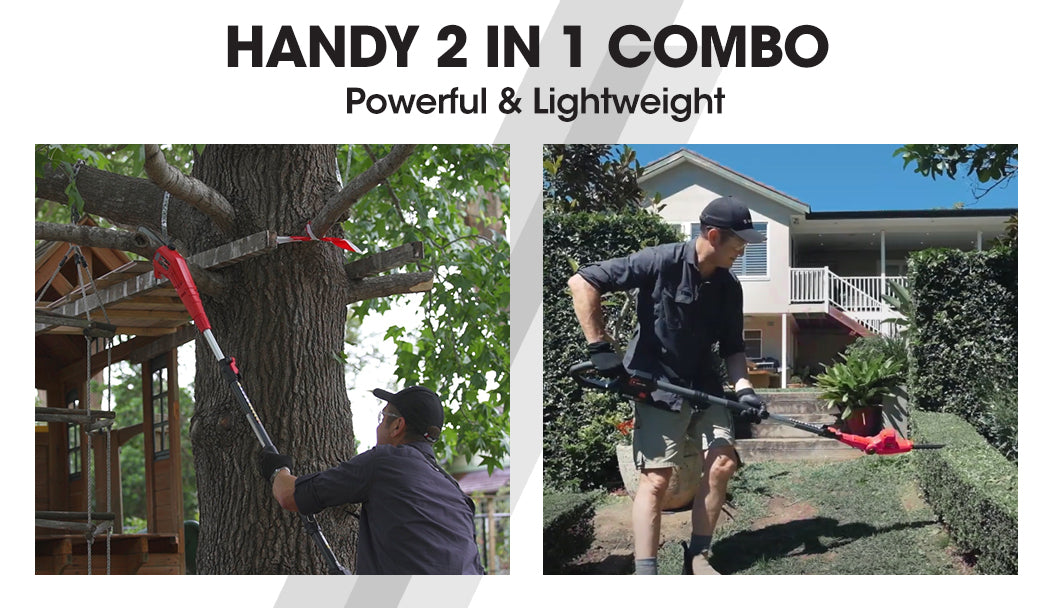 NNEMB Cordless 2 in 1 Pole Chainsaw and Hedge Trimmer Combo Kit-with 2 ...