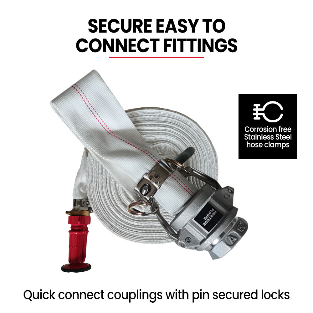 NNEMB 36m x 38mm Canvas Lay Flat Fire Hose Kit-with Adjustable Nozzle ...