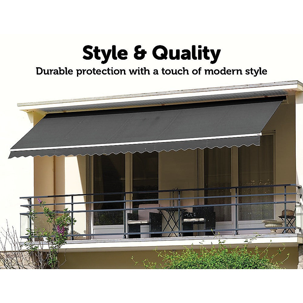 NNEDSZ Outdoor Folding Arm Awning Retractable Sunshade Canopy Grey 4.0 ...