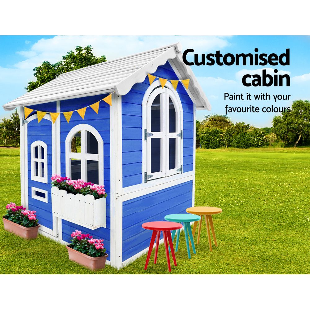NNEDSZ Kids Wooden Cubby House Outdoor Playhouse Pretend Play Set Chil ...