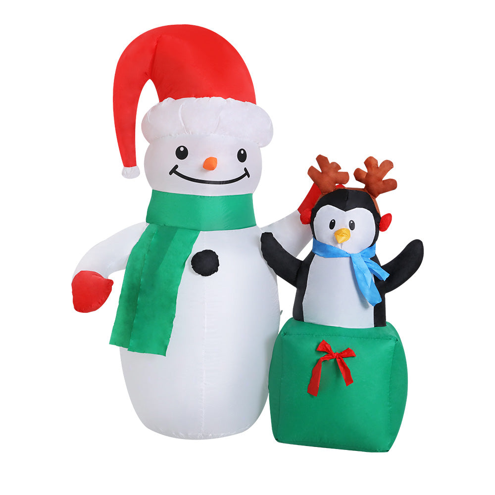 NNEDSZ Jingle Jollys Inflatable Christmas 1.8M Snowman LED Lights Outd ...