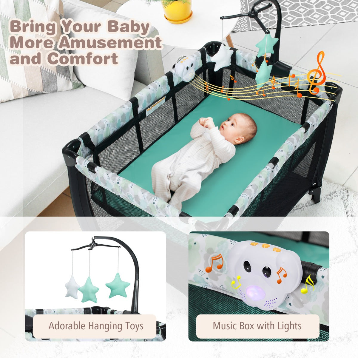 NNECW 3 in 1 Baby Portacot with Changing Table & Carry Bag – NNE Living