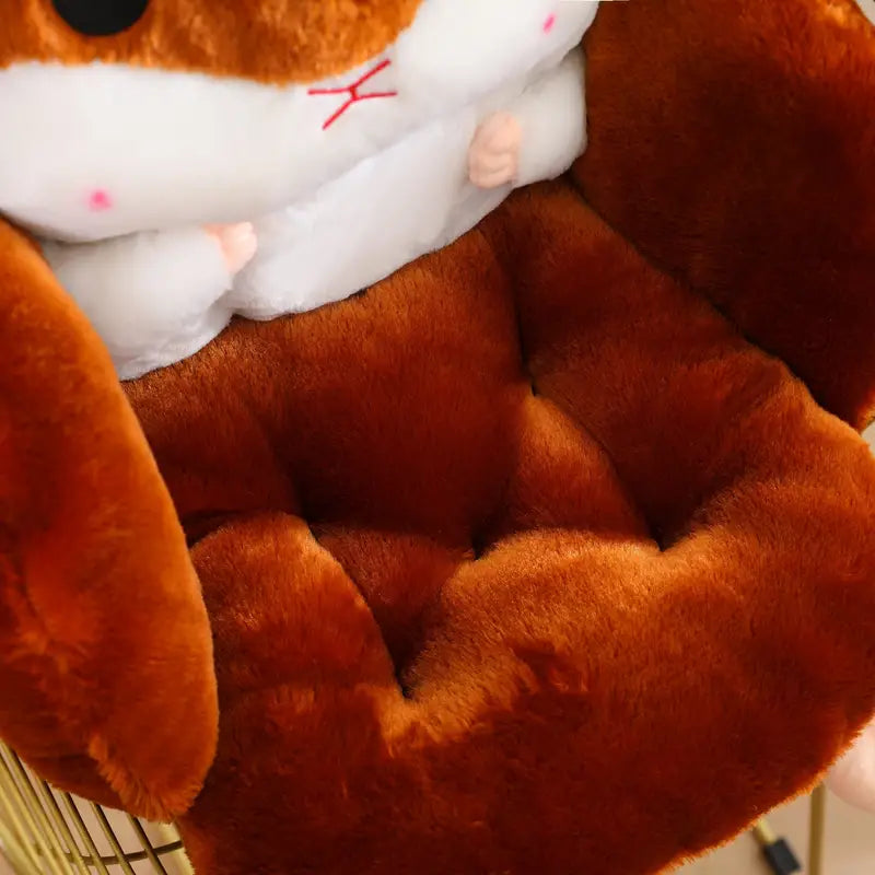 NNETM Cuddly Hamster-Shaped Seat Cushion - Dark Brown, 45cm x 40cm ...