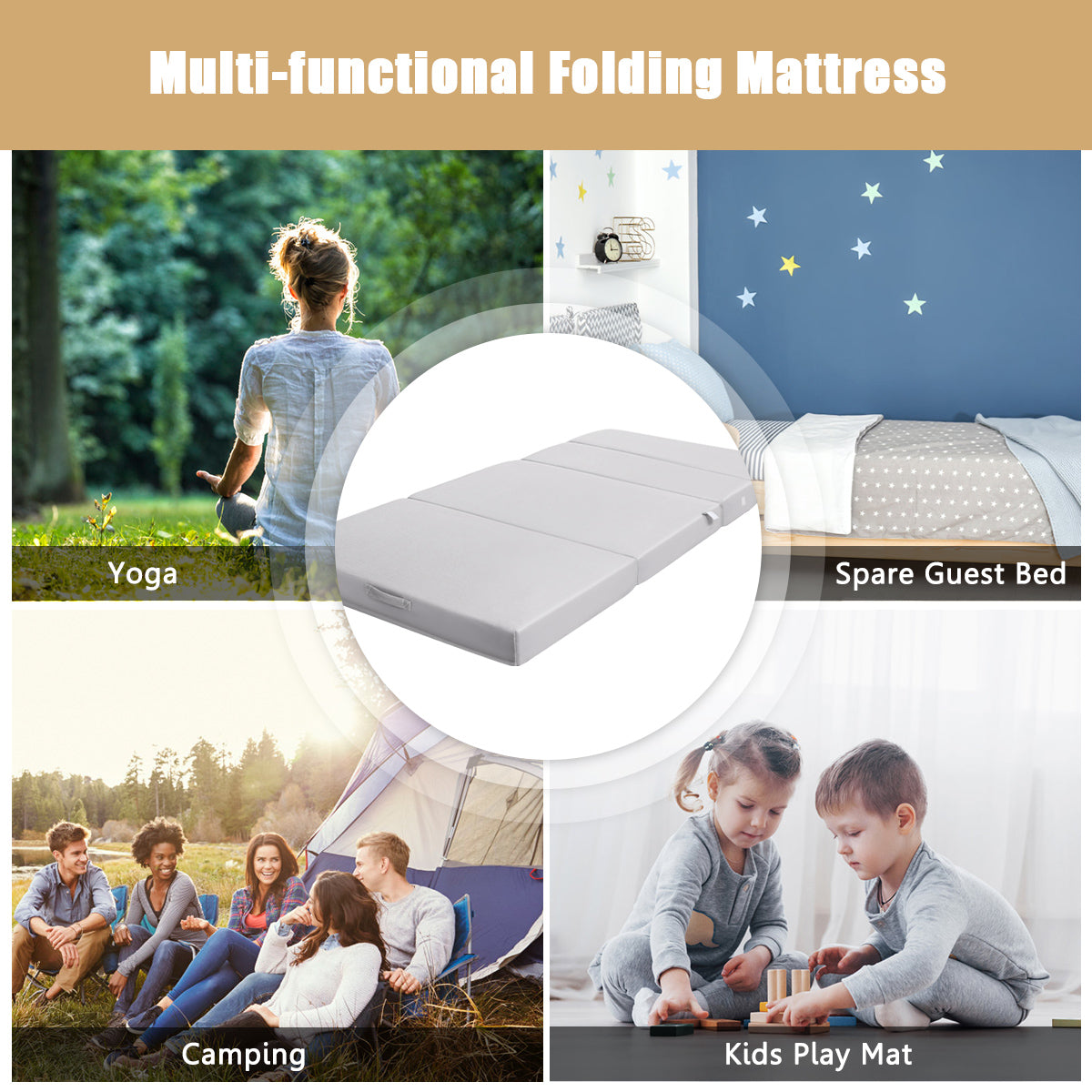 NNECW 4-Fold Folding Sleeping Mat Sofa Bed with Smooth Zipper for Sing ...