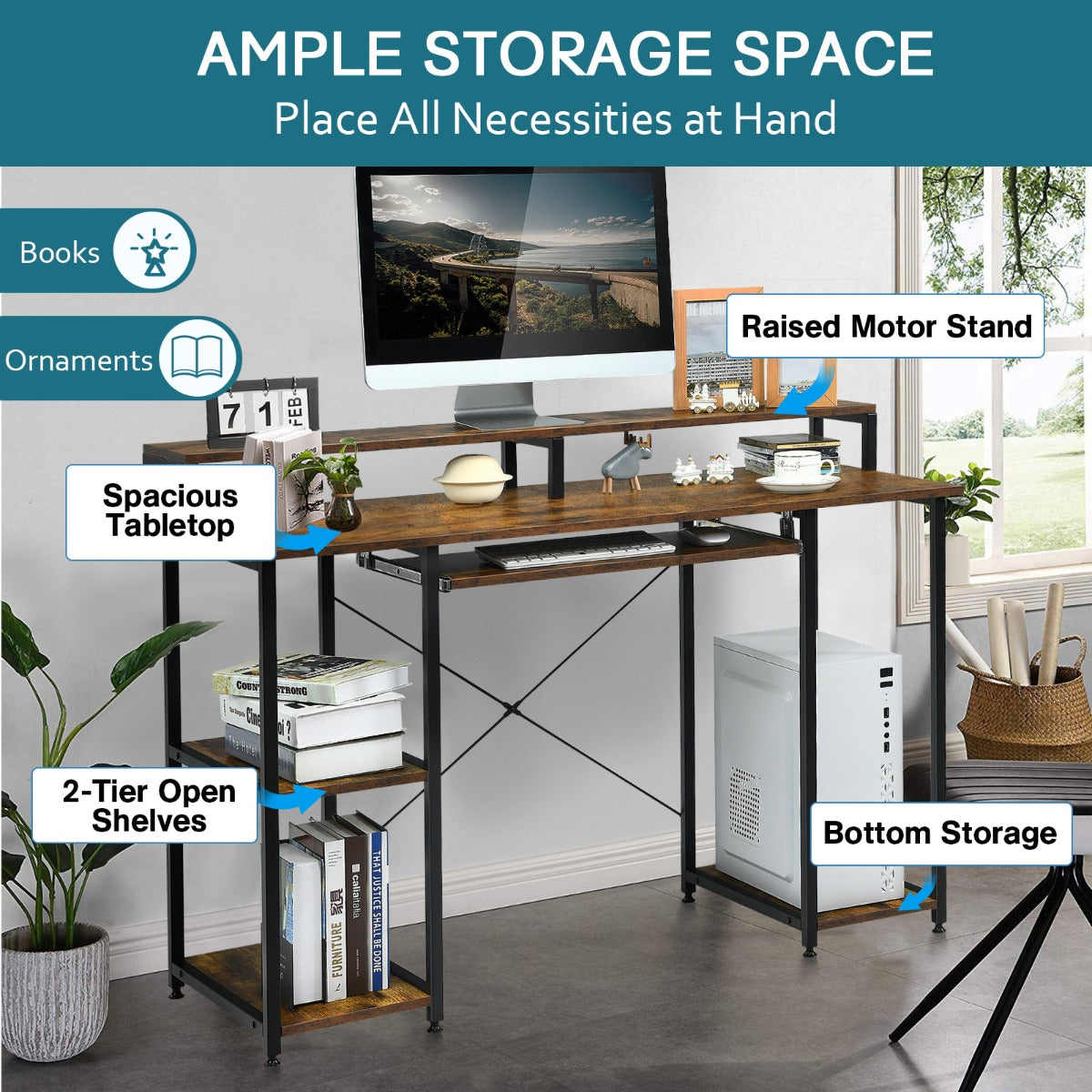 NNECW Computer Desk with Storage Shelves for Home Office – NNE Living