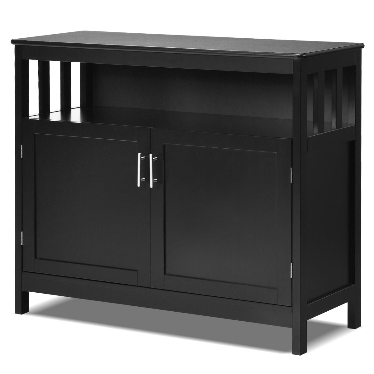 NNECW Buffet Sideboard Storage Cabinet with Shelf for Kitchen-Black ...