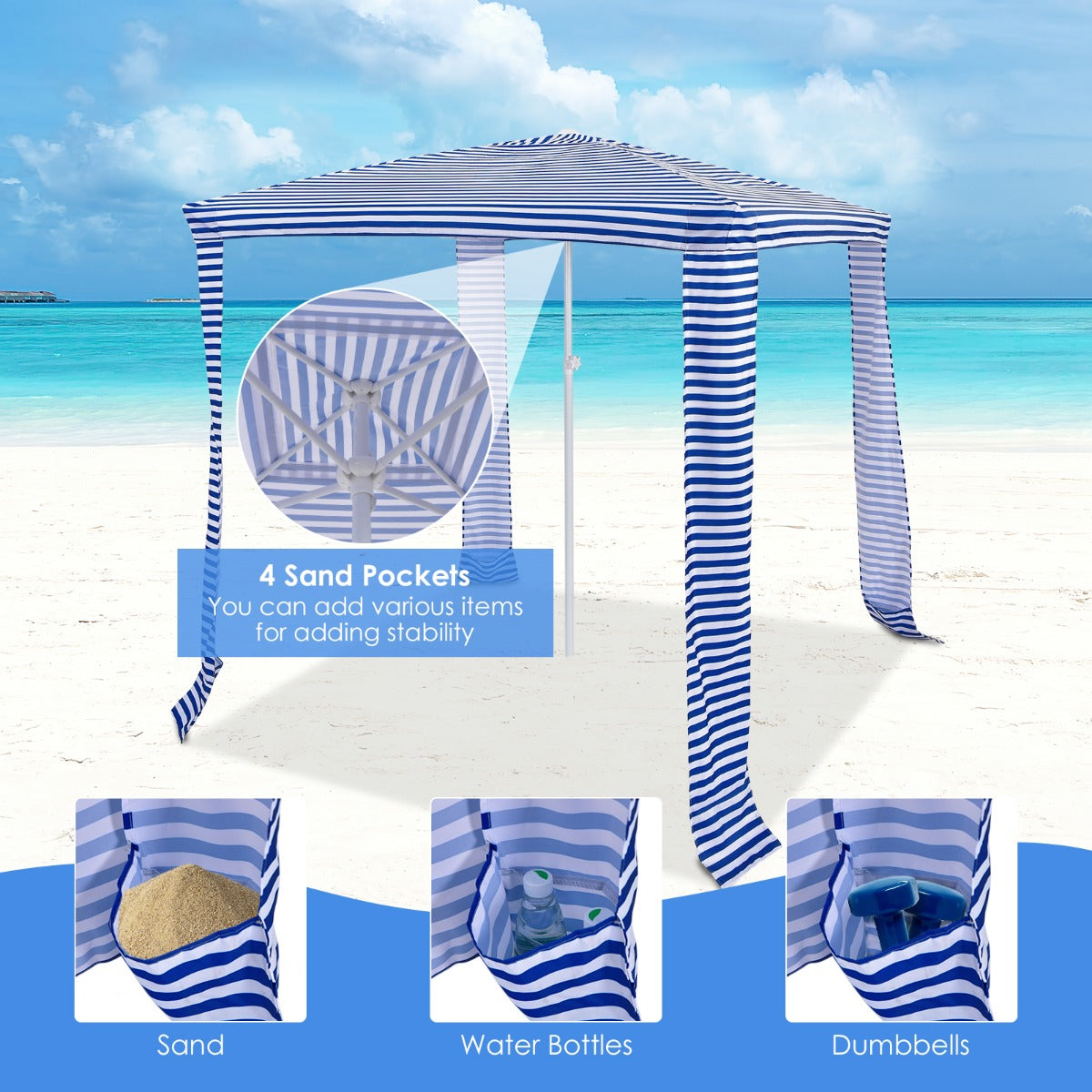 NNECW Foldable and Portable Beach Canopy with Sun Protection for Beach ...