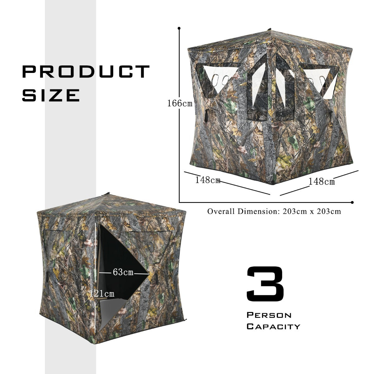 NNECW 3 Person Pop-up Ground Tent with Gun Ports for Deer and Elk Hunt ...